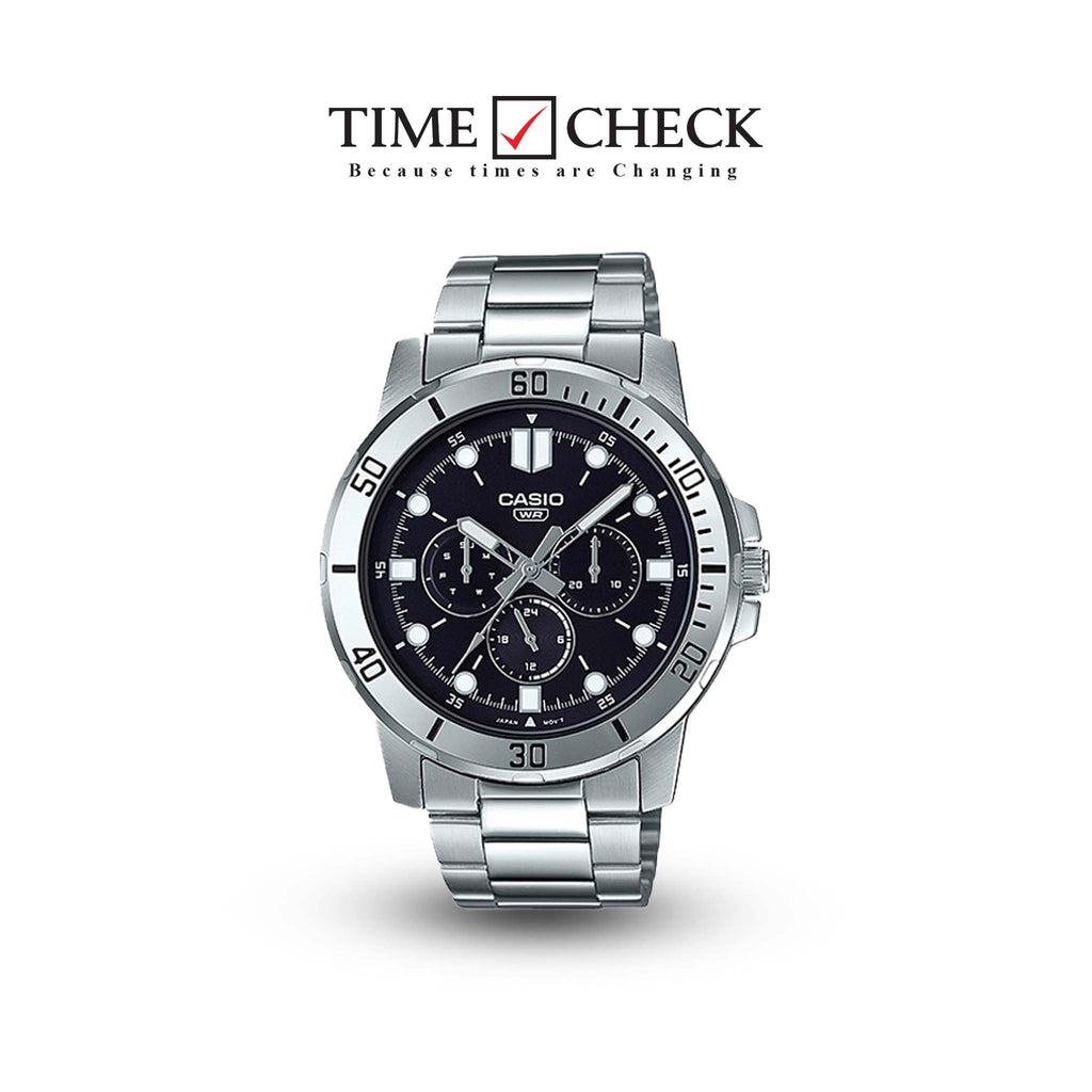 MTP-VD300D-1EUDF Casio Black Dial Silver Stainless Steel Analog Quartz – Timecheck