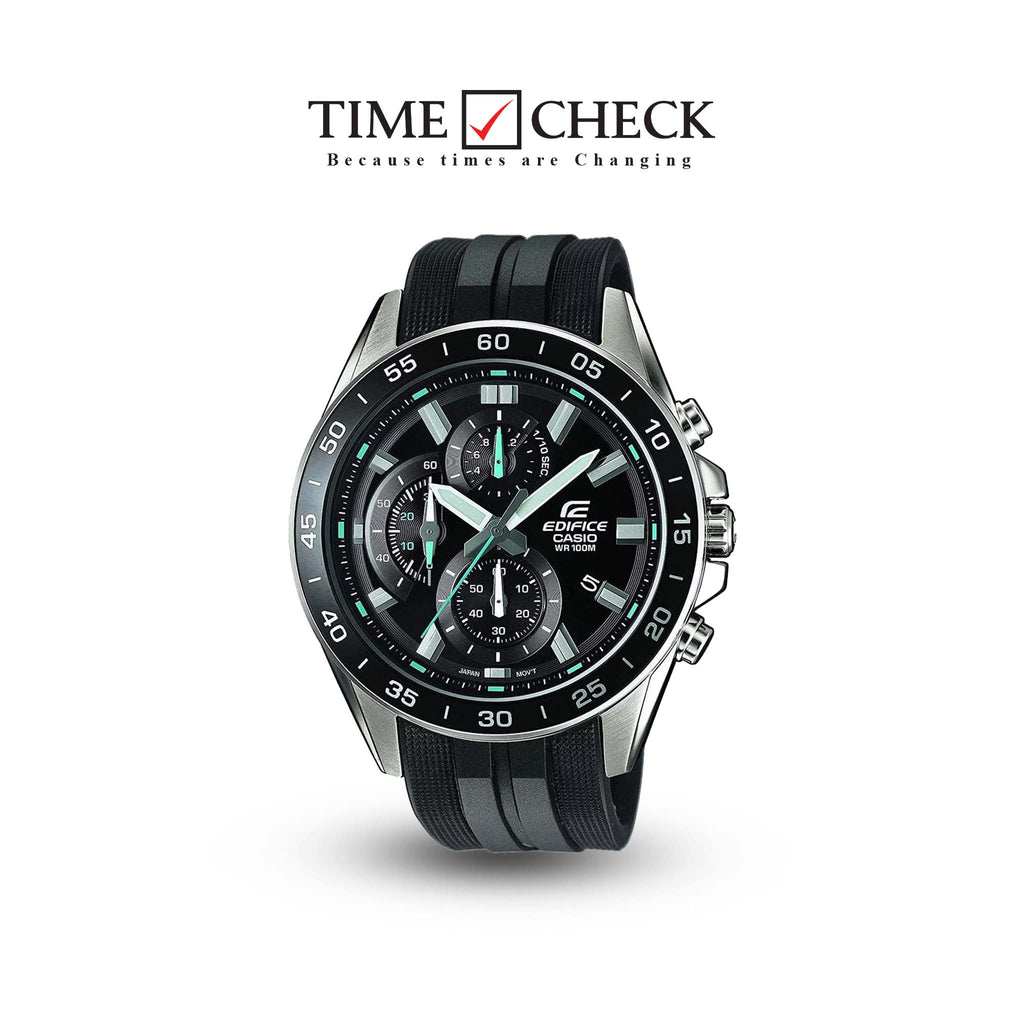 EFV-550P-1AVUDF Casio Edifice Chronograph BLACK Dial RUBBER Band Men's – Timecheck