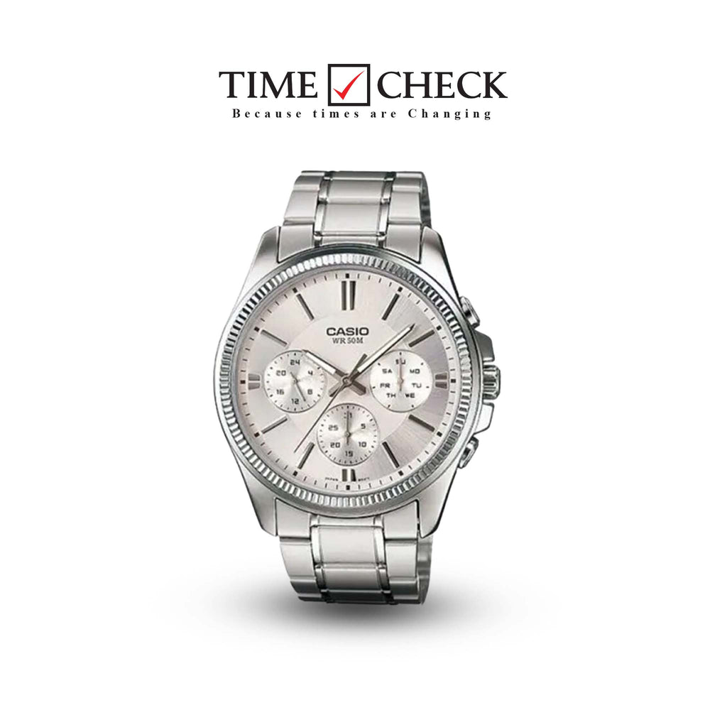 MTP-1375D-7AVDF Casio Silver Case Silver Dial Analog Steel Band Watch – Timecheck