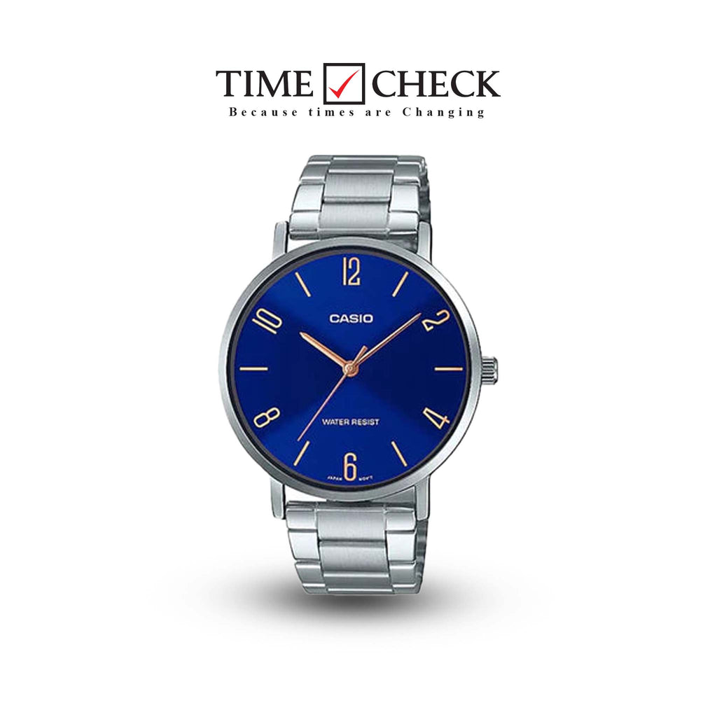 LTP-VT01D-2B2UDF Casio Blue Dial Stainless Steel Analog Quartz Women's ...