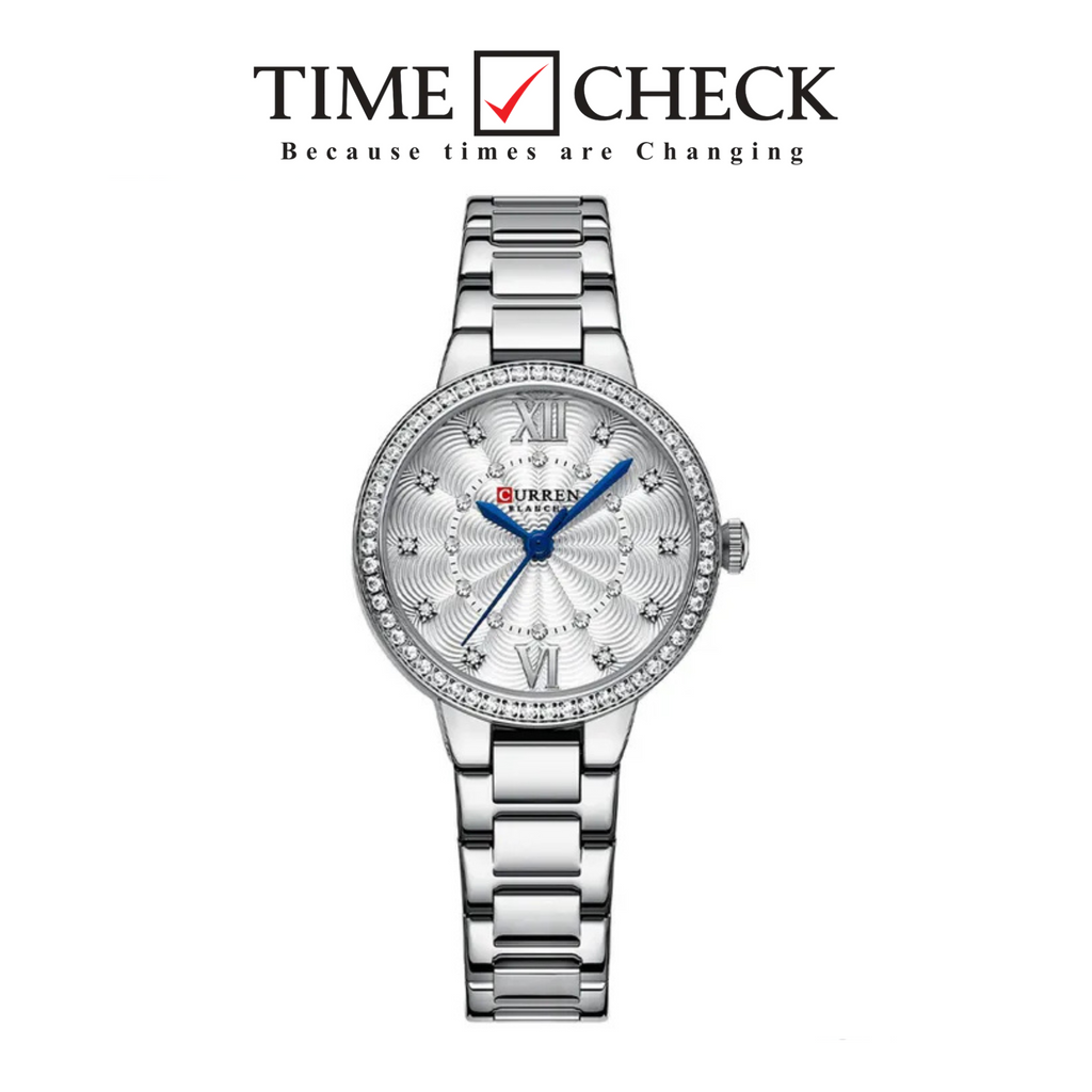 CURREN C-9085L Silver Dial With Silver Stainless Steel Chain Wrist Wat ...