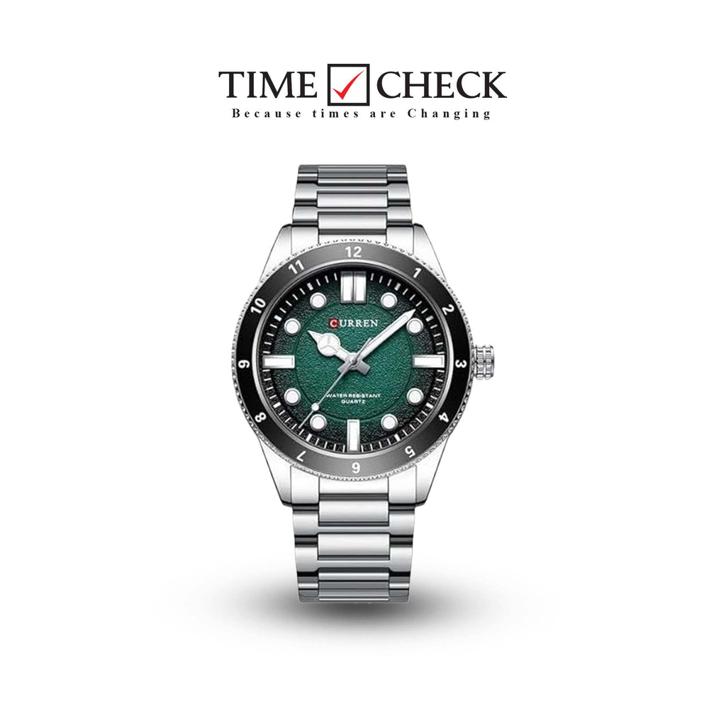 M:8450 Curren green Dial silver Stainless Steel Chain Quartz Analog Me ...