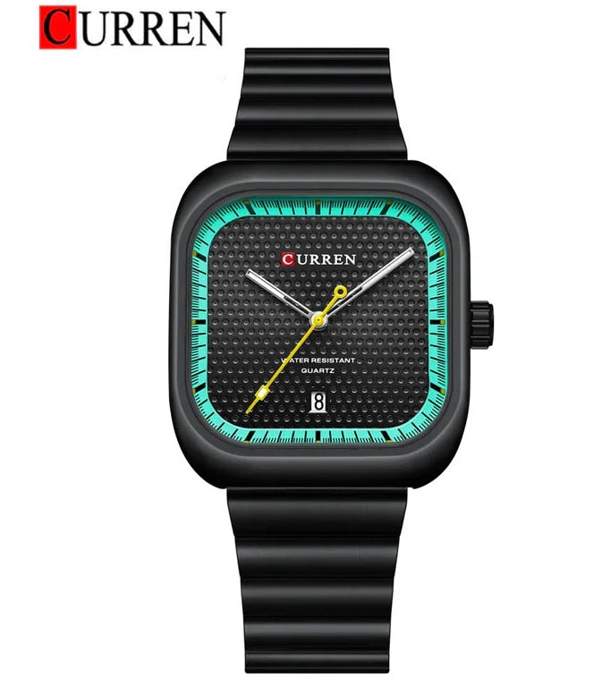 M:8460 curren black Dial black Stainless Steel Chain Analog Quartz Men ...