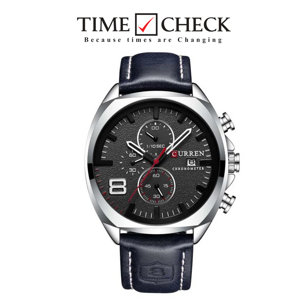 M8324 Curren Black Dial Black Leather Strap Analog Quartz Men's Watch ...